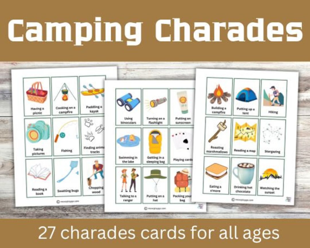 Printable Camping Charades Kids Activities, Camping Game Ideas, Camping ...
