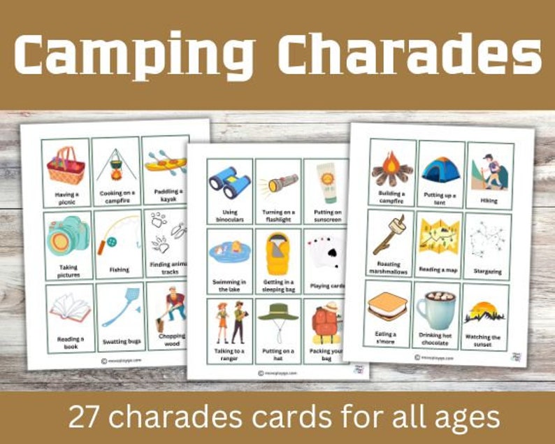 Printable Camping Charades Kids Activities, Camping Game Ideas, Camping ...