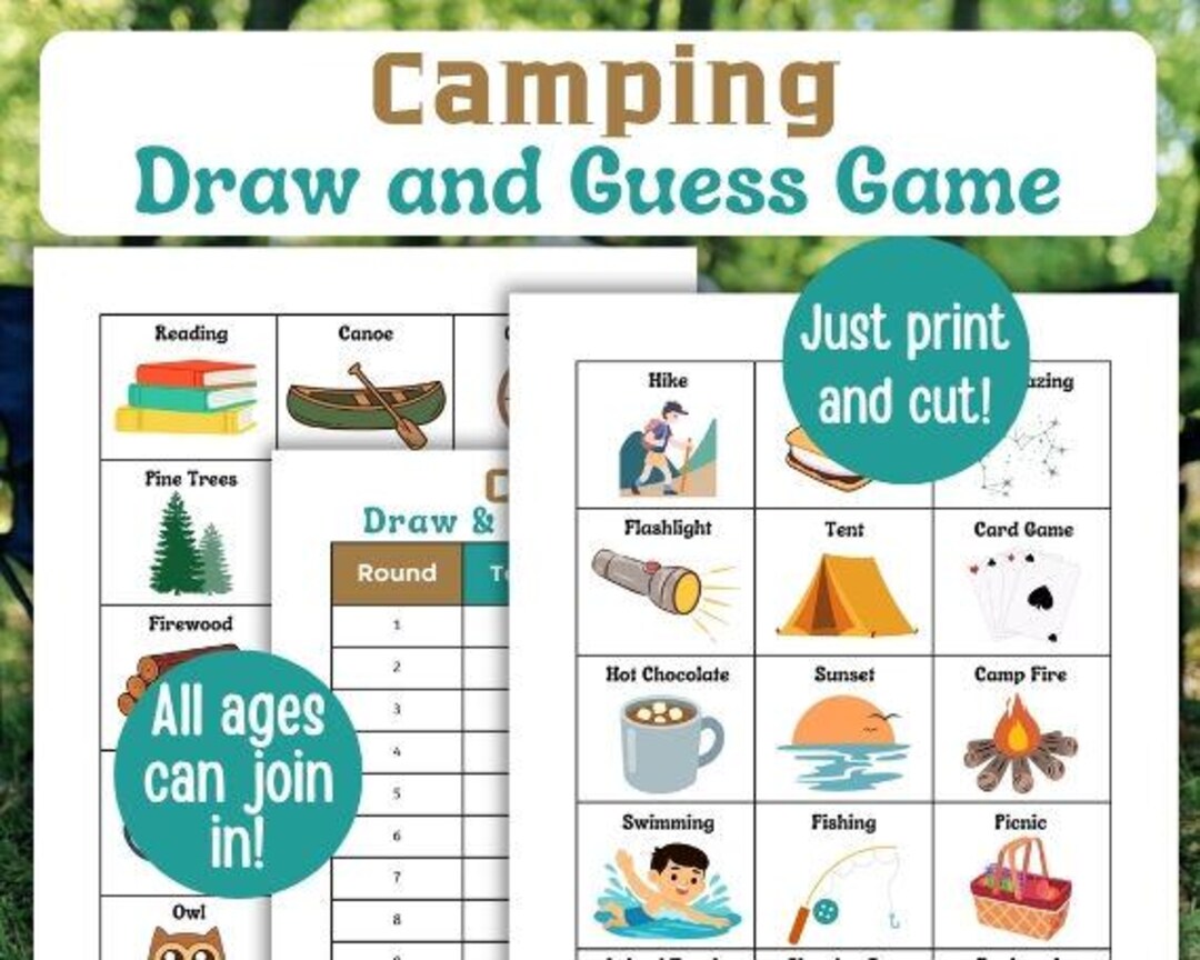 Camping Draw and Guess Game | Camping Party Games | Camp Vacation Game ...