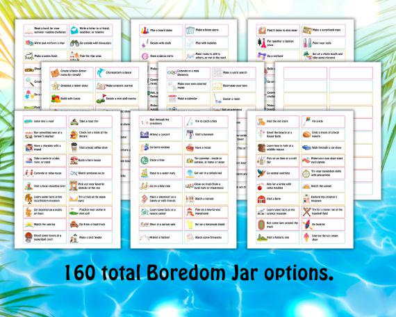 Summer Boredom Jar Printable / Summer Activity Challenge / Summer ...