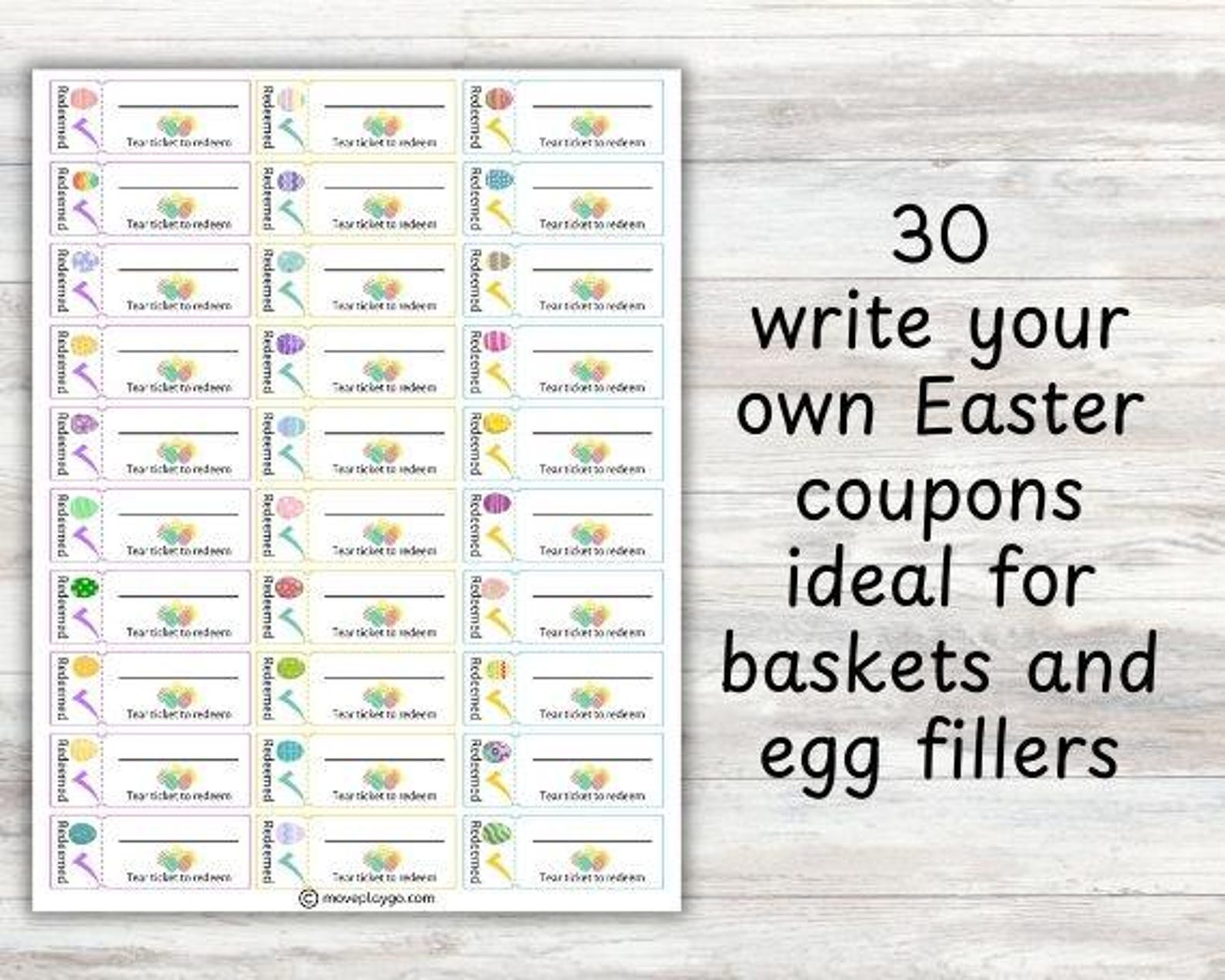 Easter Coupons / Easter Egg Coupon / Easter Egg Tokens / Family Games ...
