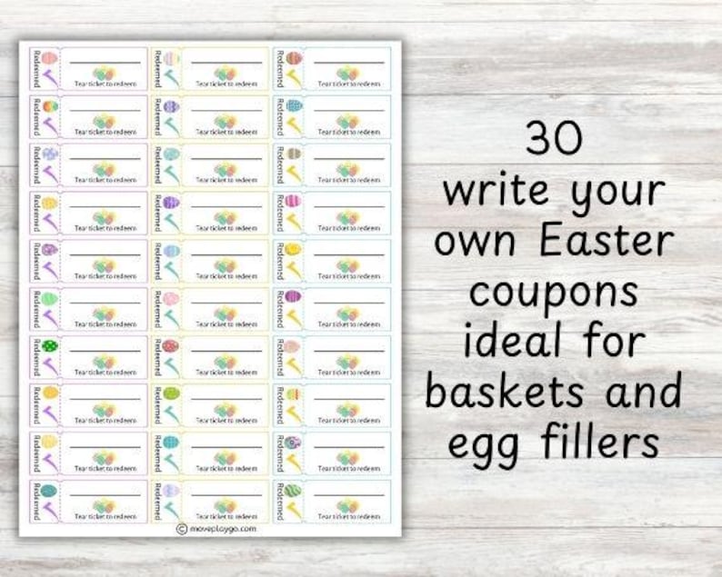 Easter Coupons / Easter Egg Coupon / Easter Egg Tokens / Family Games ...