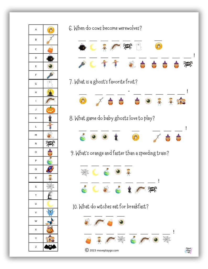 Crack the Code Halloween Jokes Printable, Halloween Game, Family Game ...