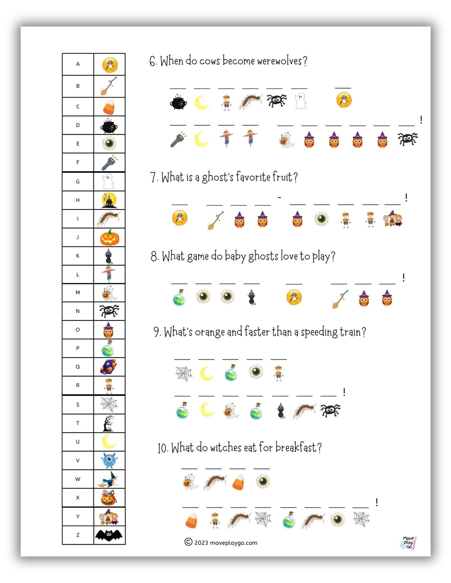 Crack the Code Halloween Jokes Printable, Halloween Game, Family Game ...