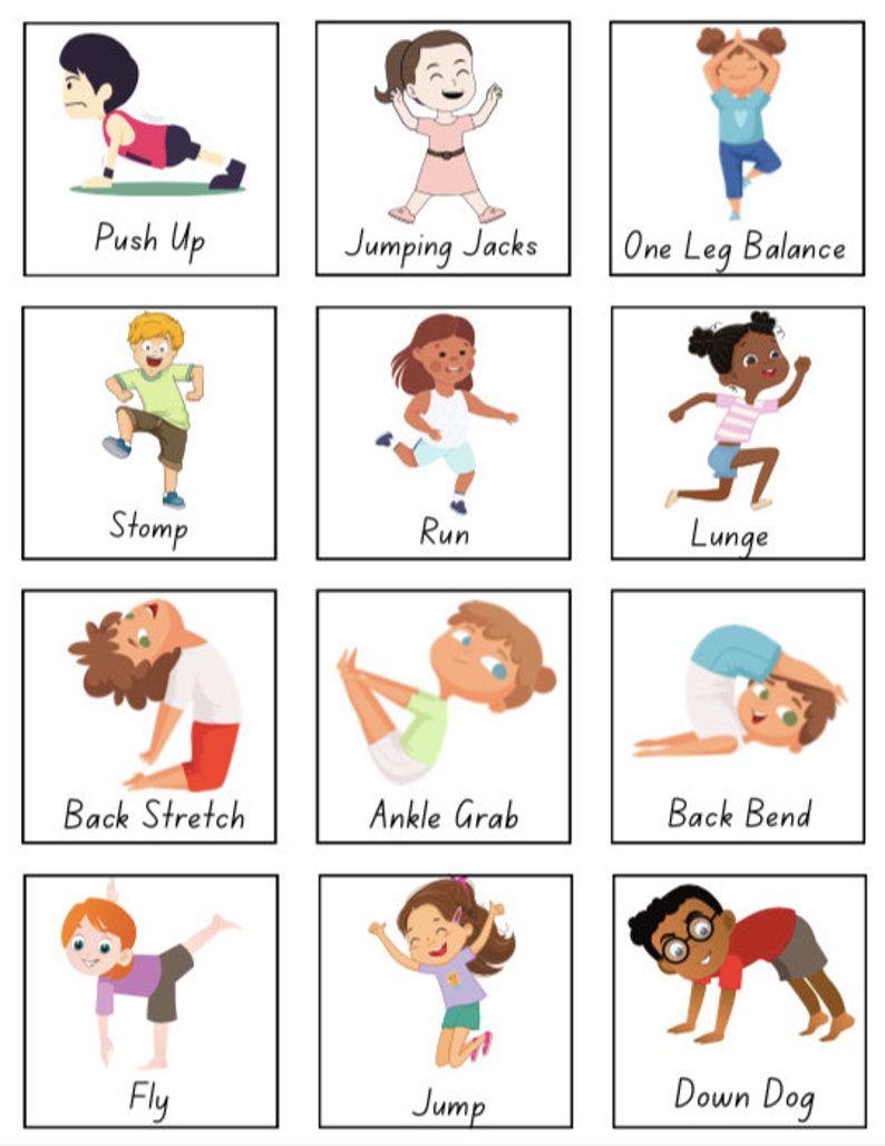 Movement Bingo, Bingo for Kids, Printable Bingo Cards, Bingo Game for ...