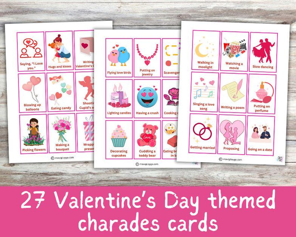 Valentine's Day Charades for Kids / Classroom Valentine's / Galentine's ...
