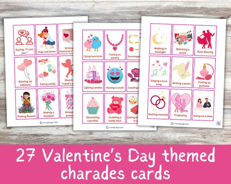 Valentine's Day Charades for Kids / Classroom Valentine's / Galentine's ...