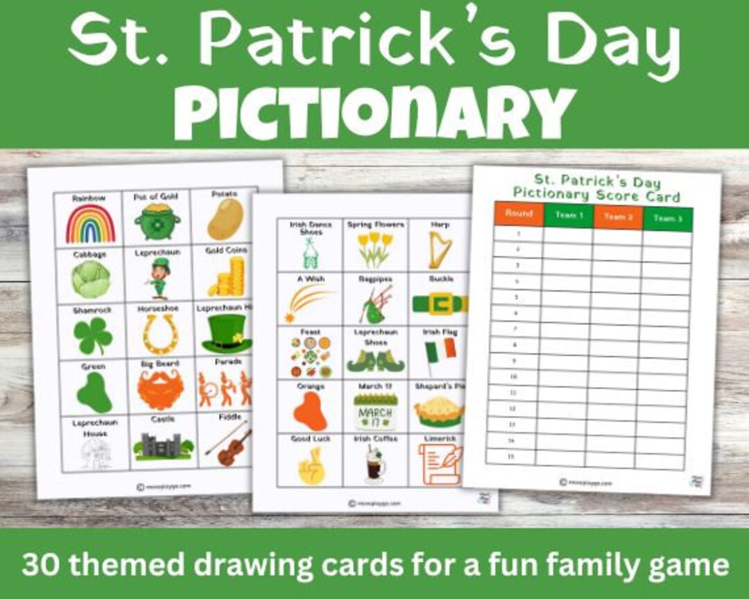 St. Patrick's Day Pictionary / Family Game Night / Coloring Game ...