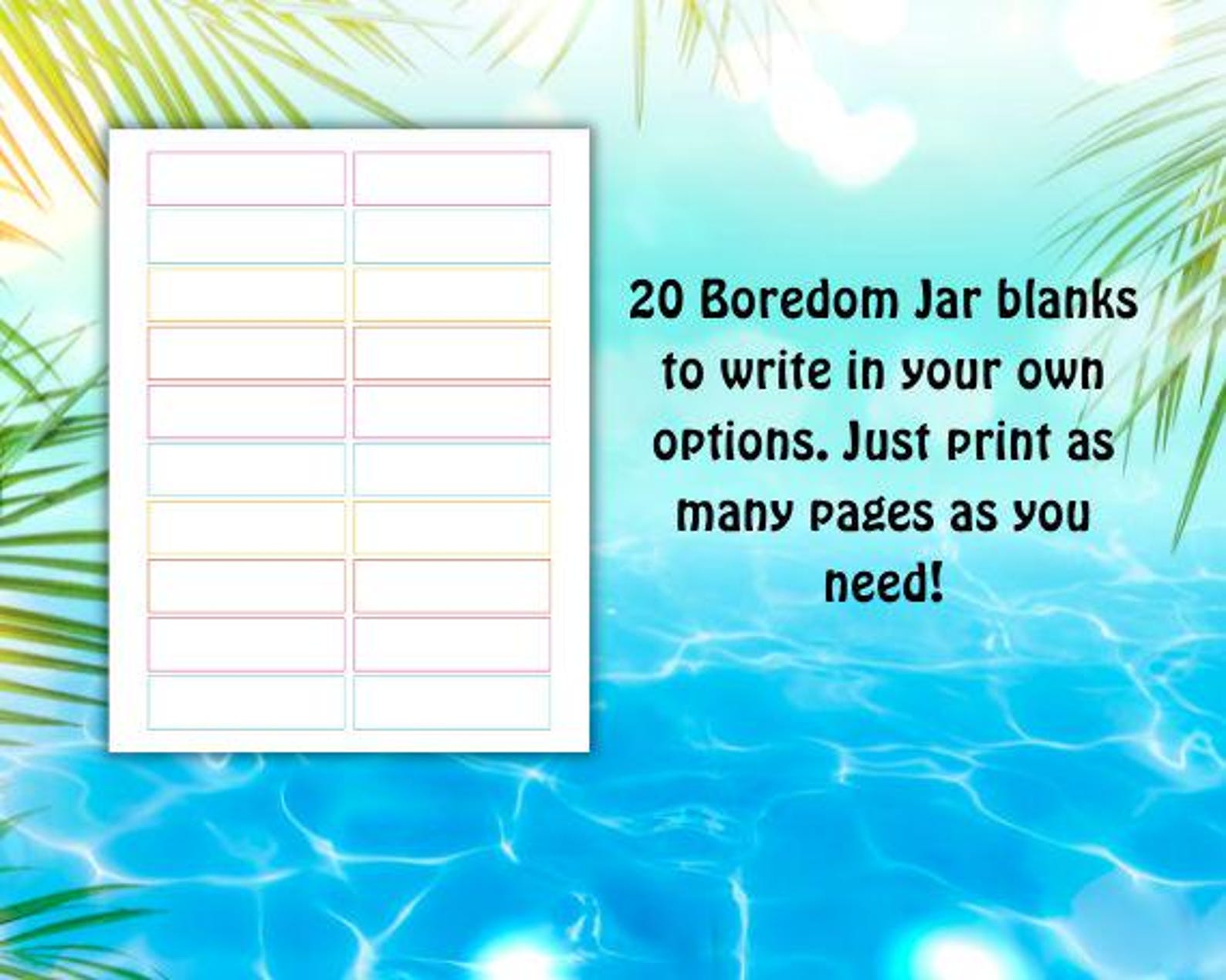 Summer Boredom Jar Printable / Summer Activity Challenge / Summer ...
