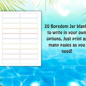 Summer Boredom Jar Printable / Summer Activity Challenge / Summer ...