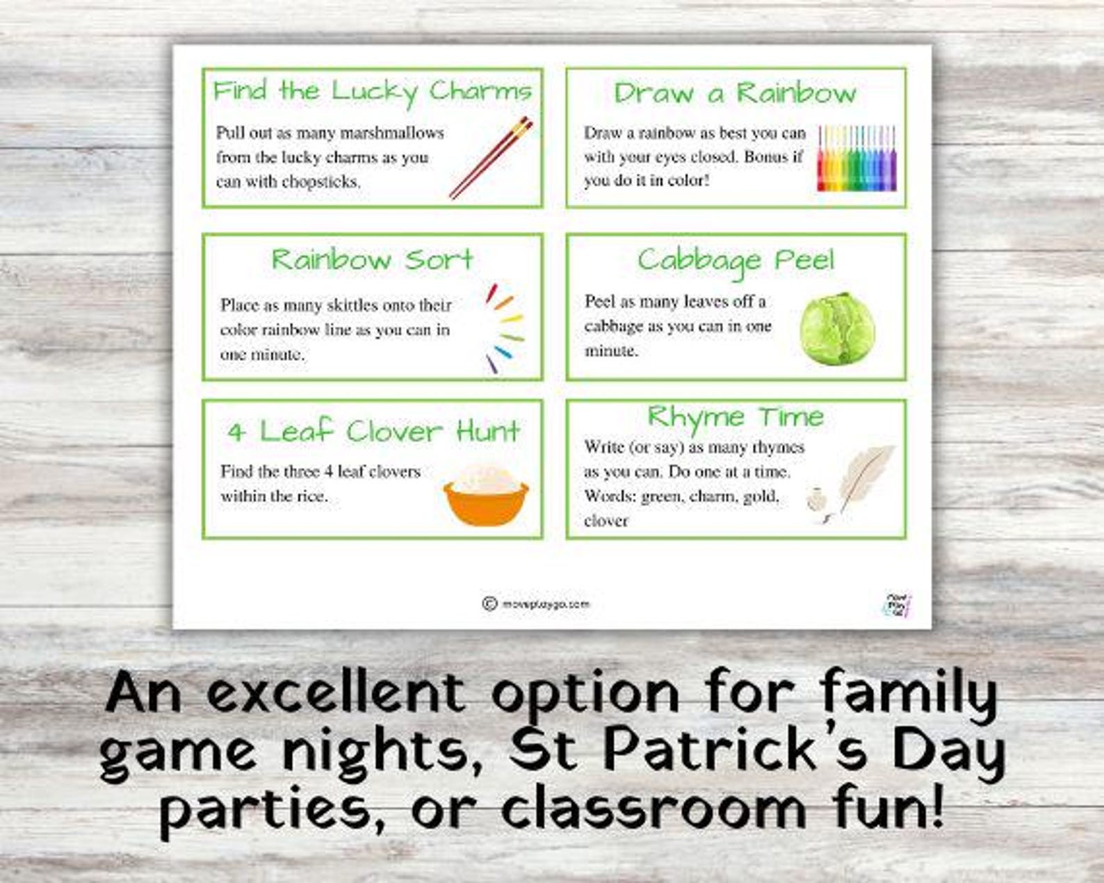 St. Patrick's Day Minute to Win It Cards / St. Patrick's Day Games ...