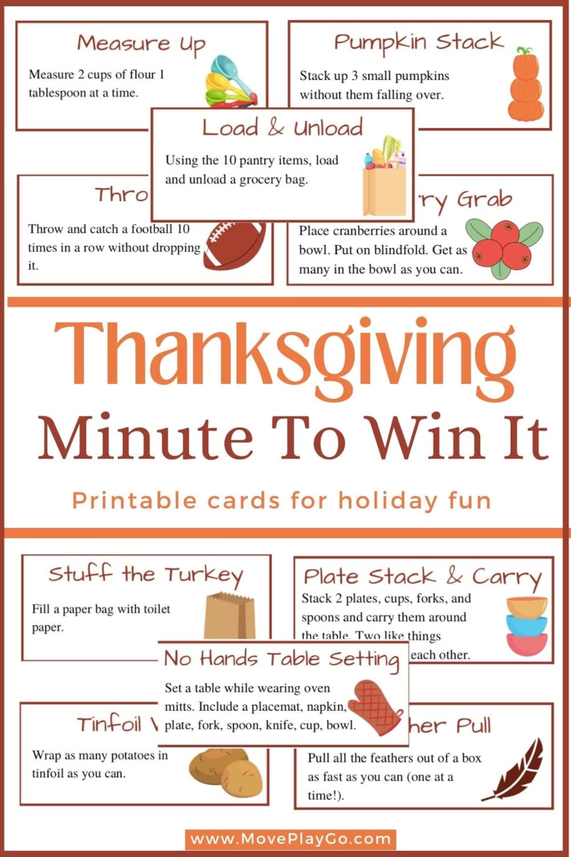 Thanksgiving Minute to Win It, Thanksgiving Game, Thanksgiving Party ...