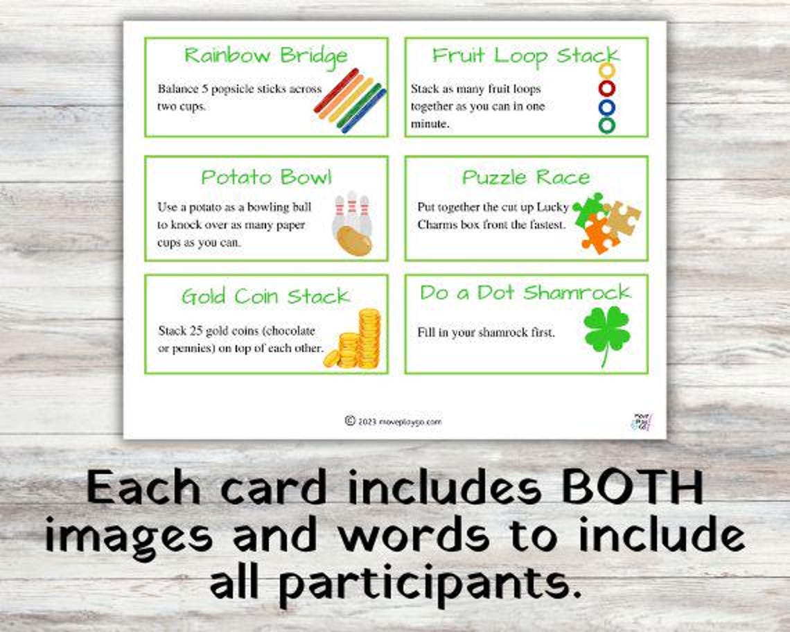 St. Patrick's Day Minute to Win It Cards / St. Patrick's Day Games ...