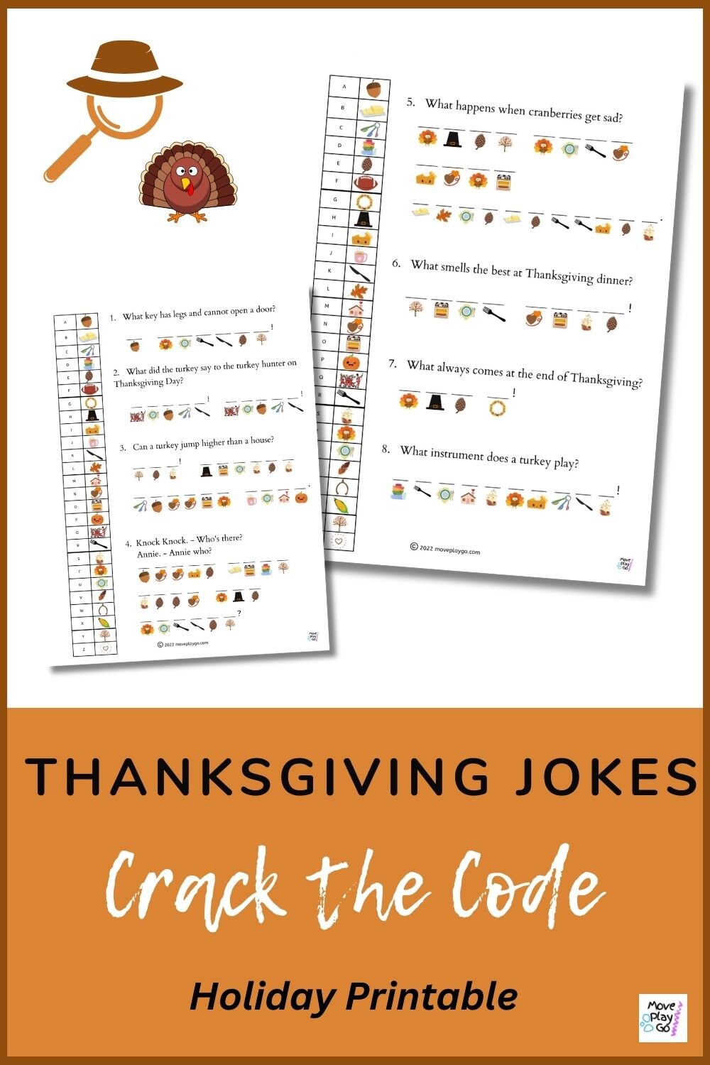 Crack the Code Thanksgiving Jokes Printable, Thanksgiving Table Games ...