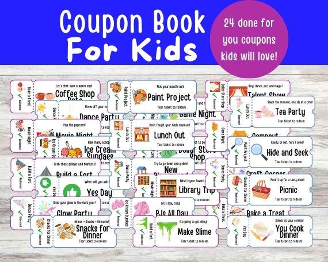 Coupon Book for Kids / Coupon Book Gift / Kids Coupons / Printable ...
