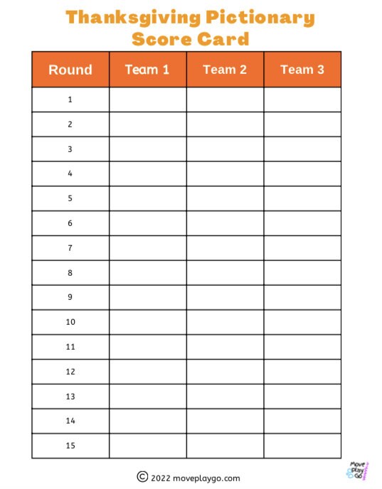 Thanksgiving Pictionary Game, Thanksgiving Table Games, Thanksgiving ...