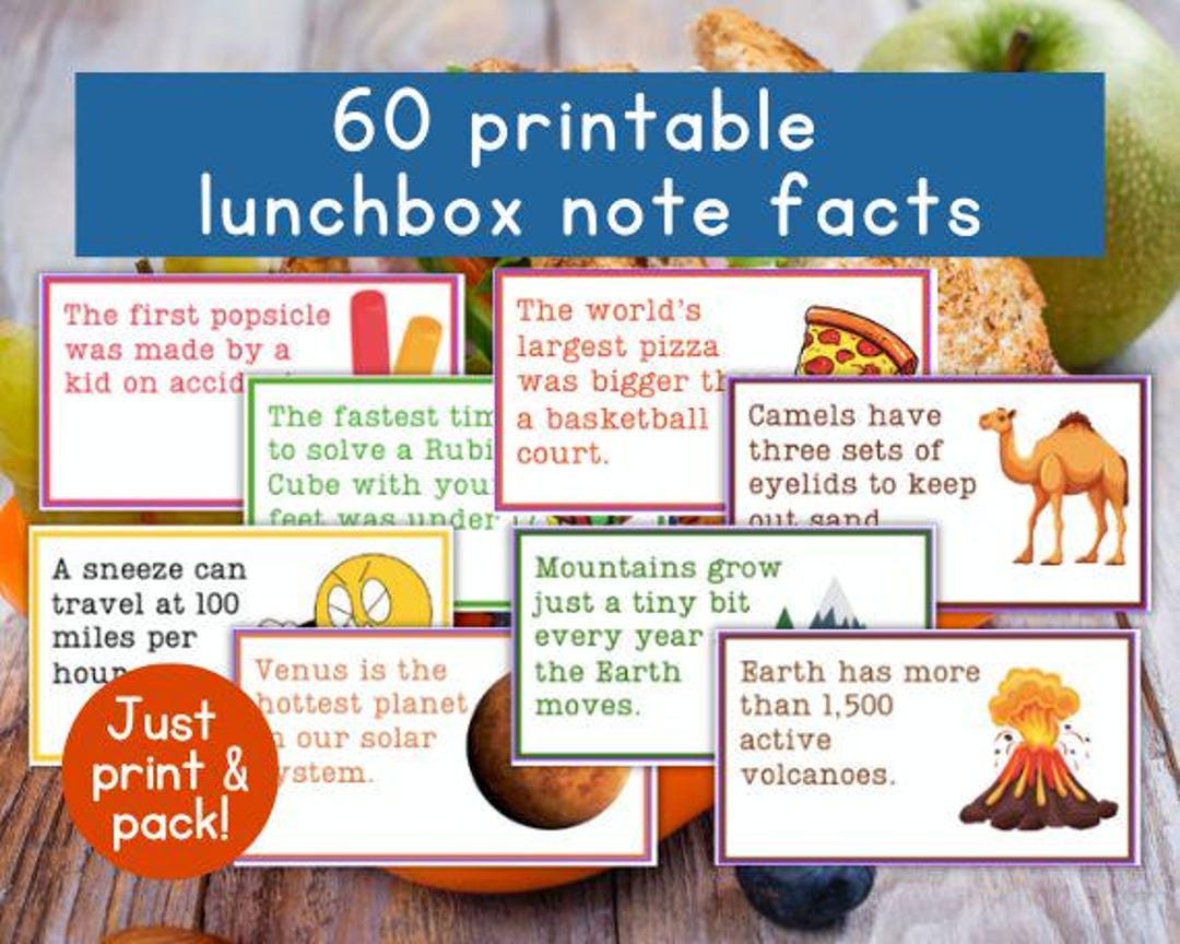 Lunchbox Notes Facts | Lunch Box Notes | Kids School Lunch Notes ...