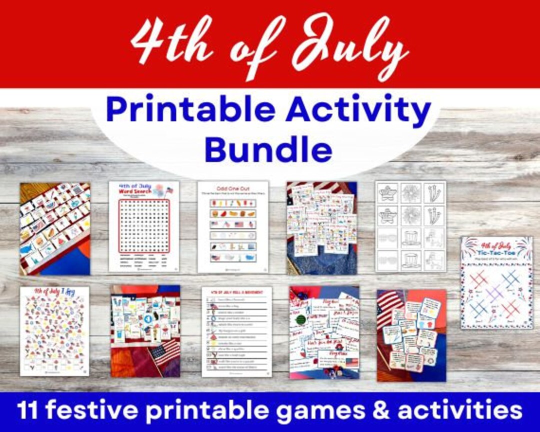 4th of July Printable Activity Bundle, Games Pack, Family Games ...