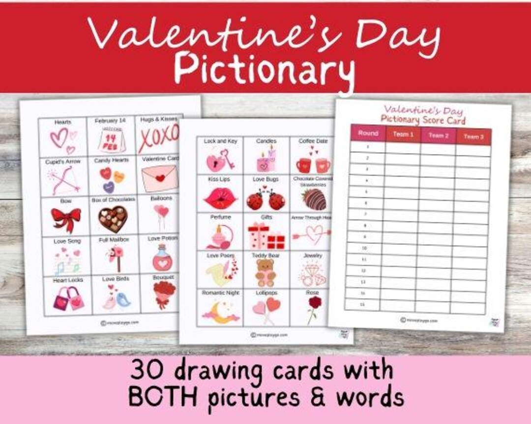 Valentine's Day Pictionary / Classroom Valentines Game / Family Game ...