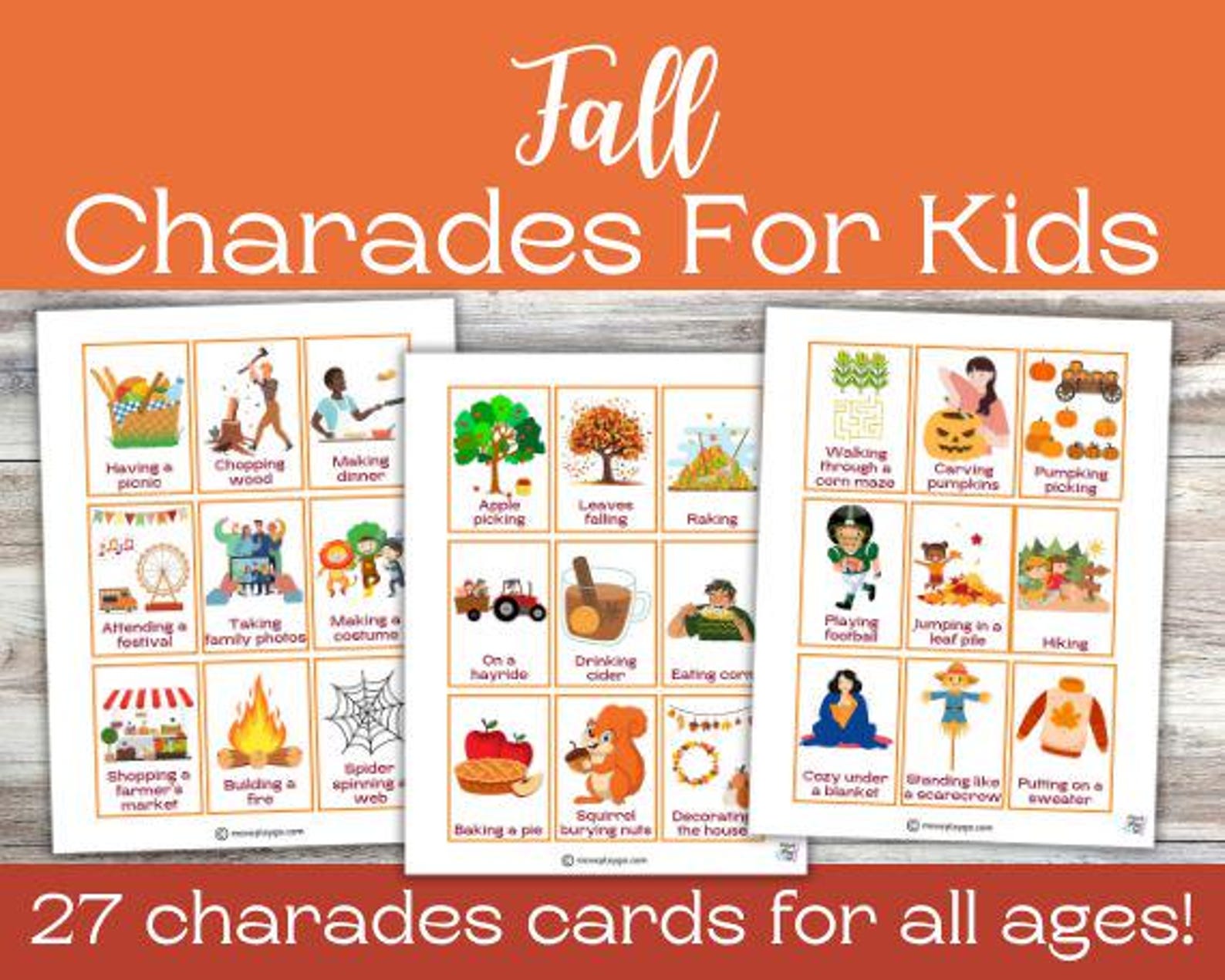 Fall Charades, Printable Kids Activities, Fall Activities for ...