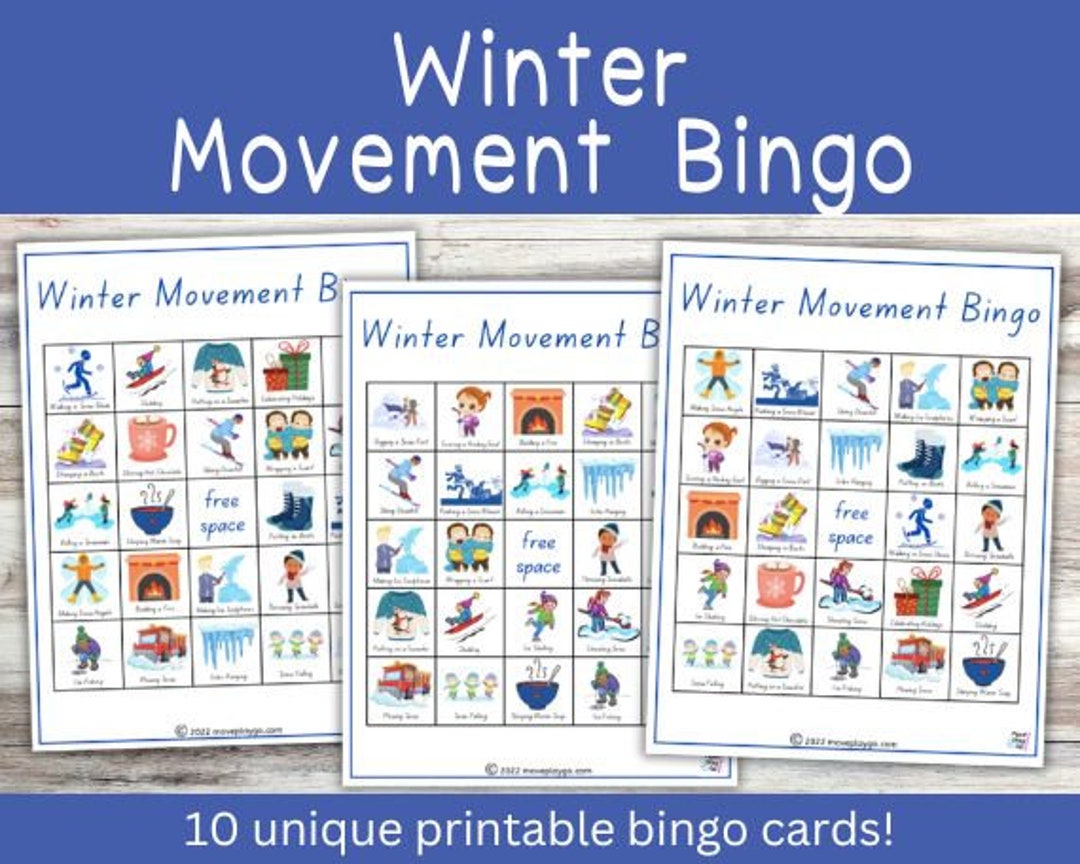 Winter Movement Bingo - Etsy