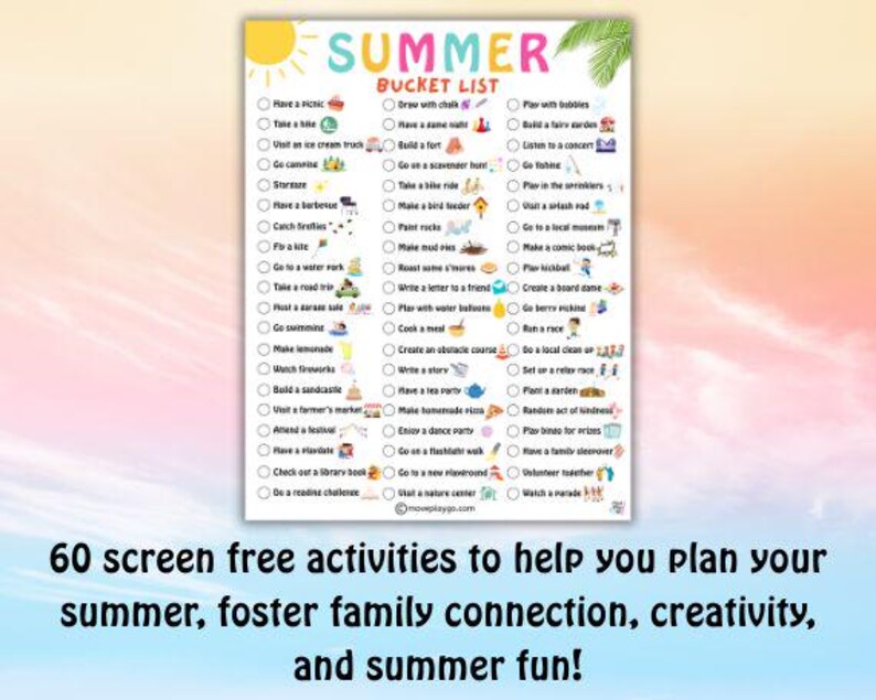 Summer Bucket List / Summer Activity / Bucket List Printable / Summer ...