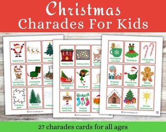 Christmas Charades Printable Cards for Kids and Adults 72 Pre-filled ...