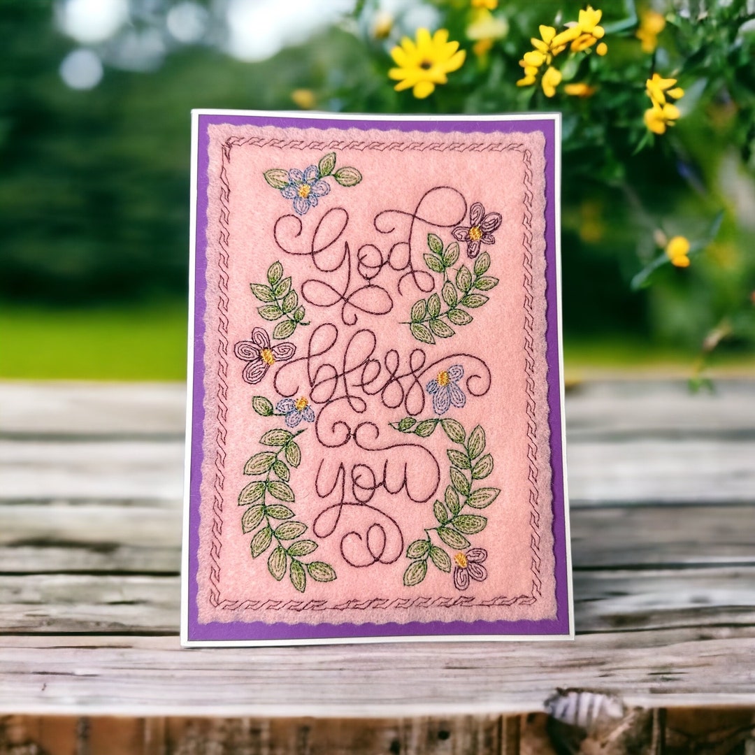 God Bless You Card, Embroidered Inspirational Greetings, Religious Note ...