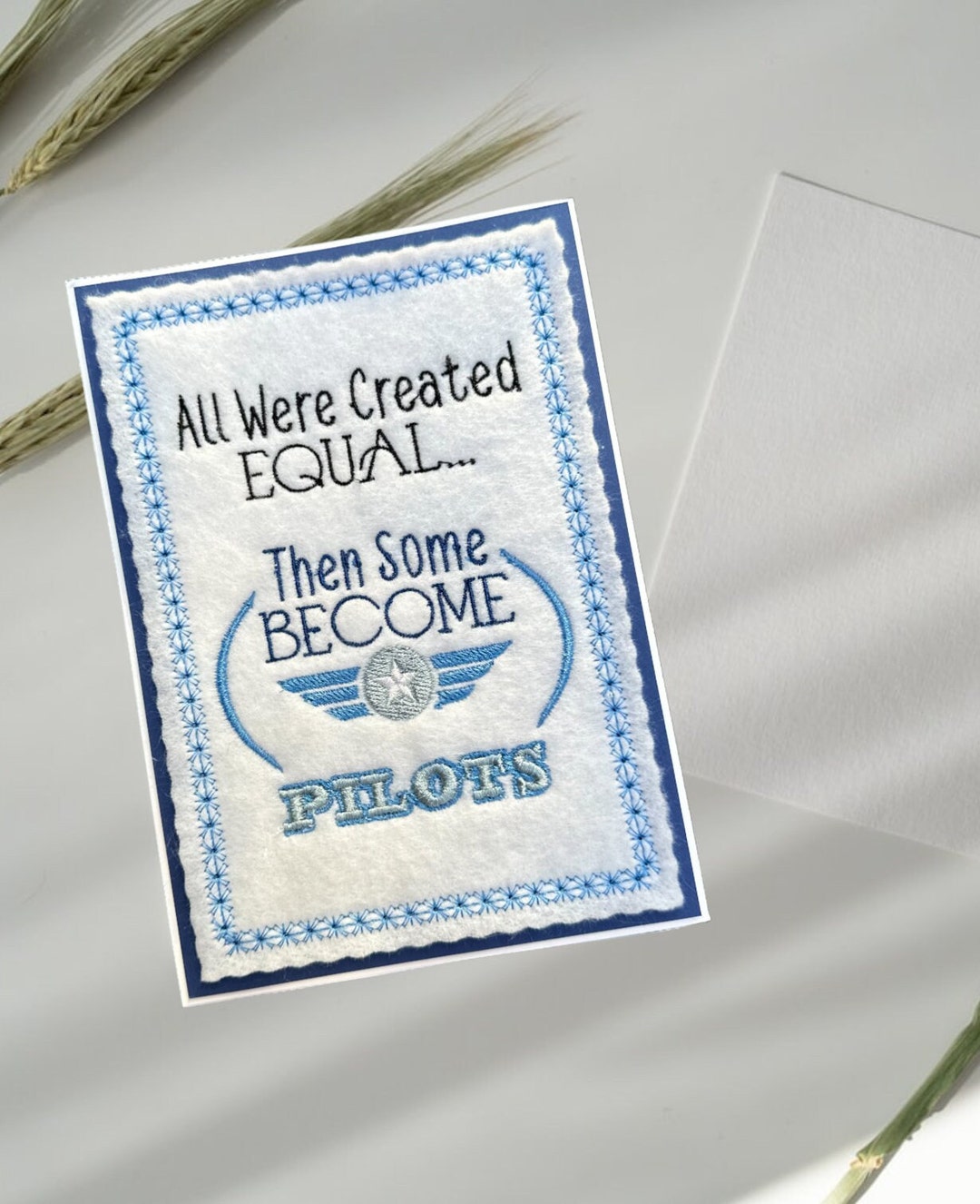 Embroidered Pilot Greeting Card, Aviation Airman Flight School Notecard ...