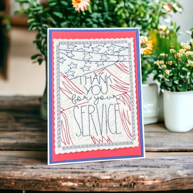 Embroidered Military Thank You Card Patriotic Greeting Card - Etsy