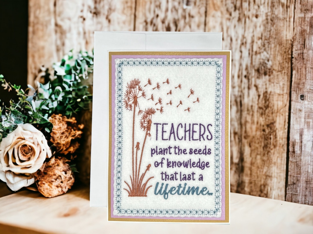 Embroidered 5x7 Teacher Appreciation Card, Teachers Plant the Seeds of ...