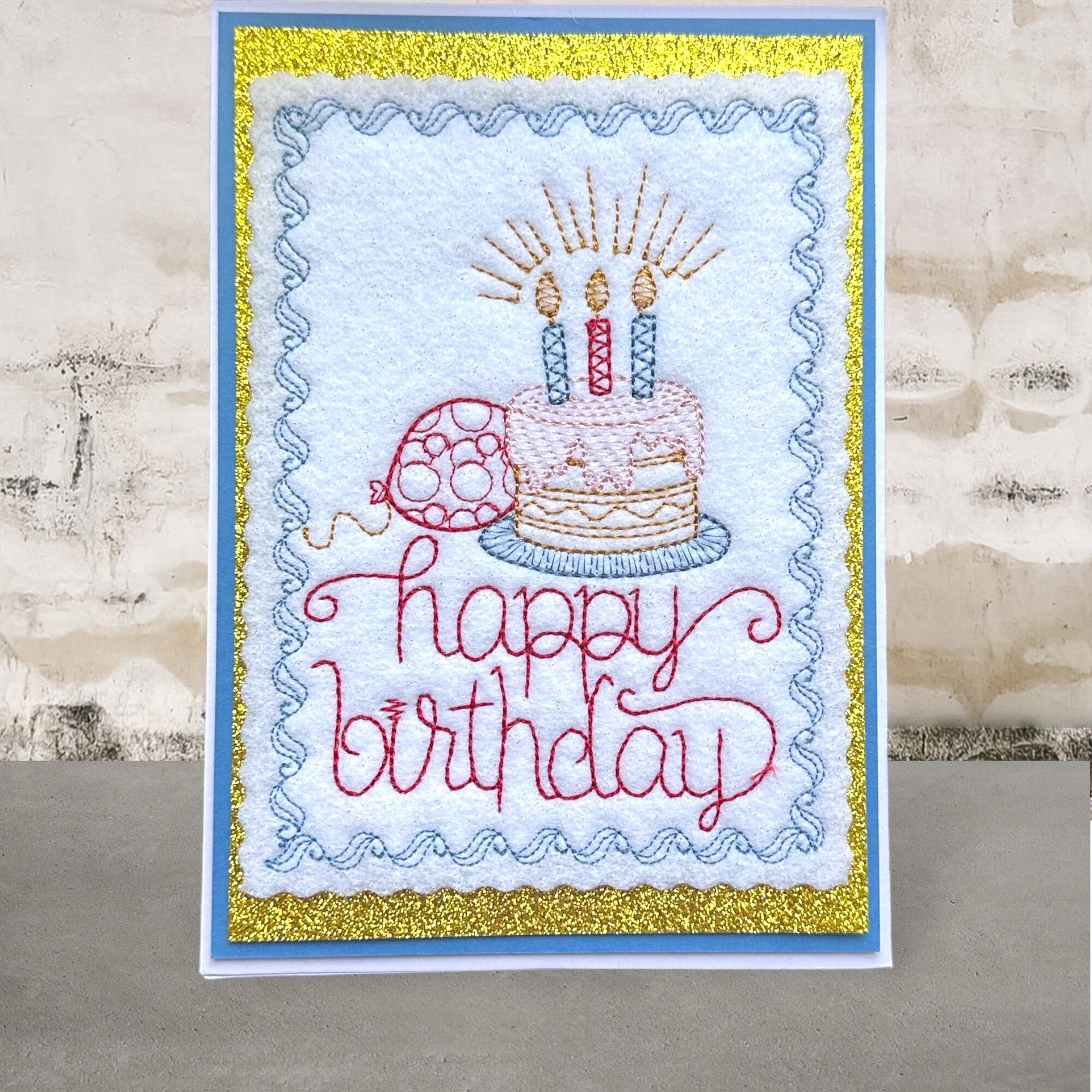 Special Occasion Gift, Happy Birthday, Handmade Embroidered Greeting ...