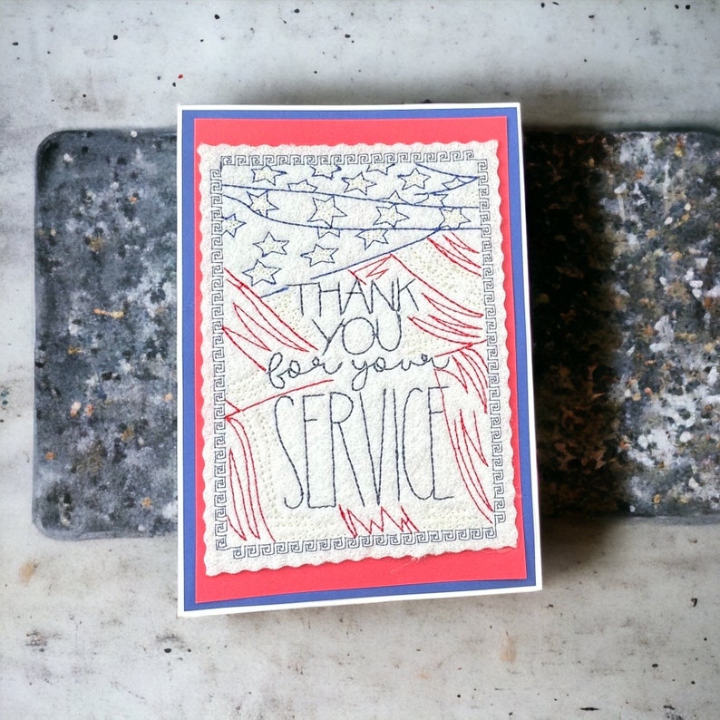Embroidered Military Thank You Card Patriotic Greeting Card - Etsy