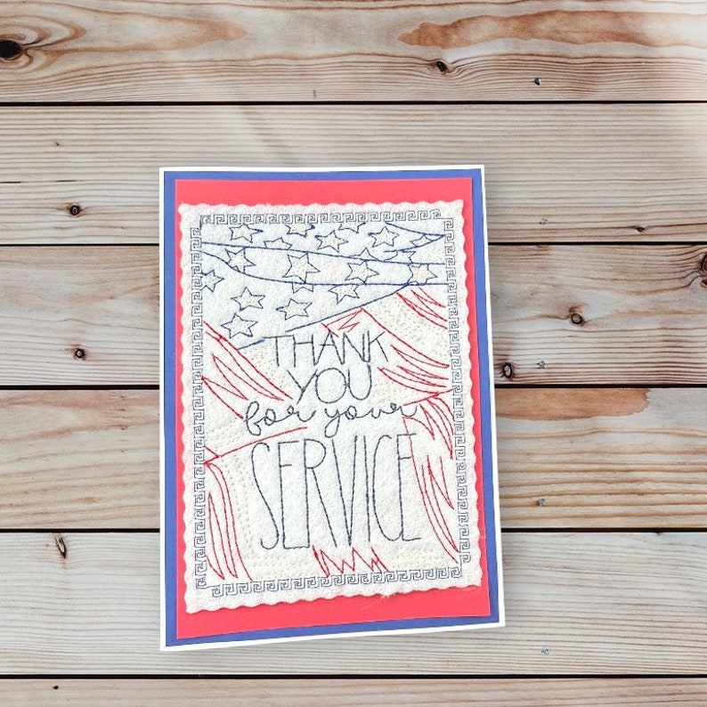 Embroidered Military Thank You Card Patriotic Greeting Card - Etsy