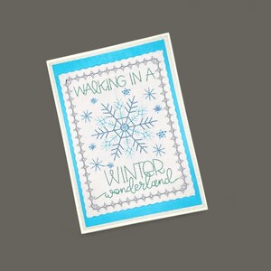 Embroidered Winter Wonderland Card, Handmade Snowflake Greeting Holiday ...