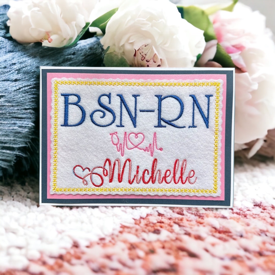 Personalized Embroidered BSN-RN Card: Handmade Nurse Graduation Gift - Etsy