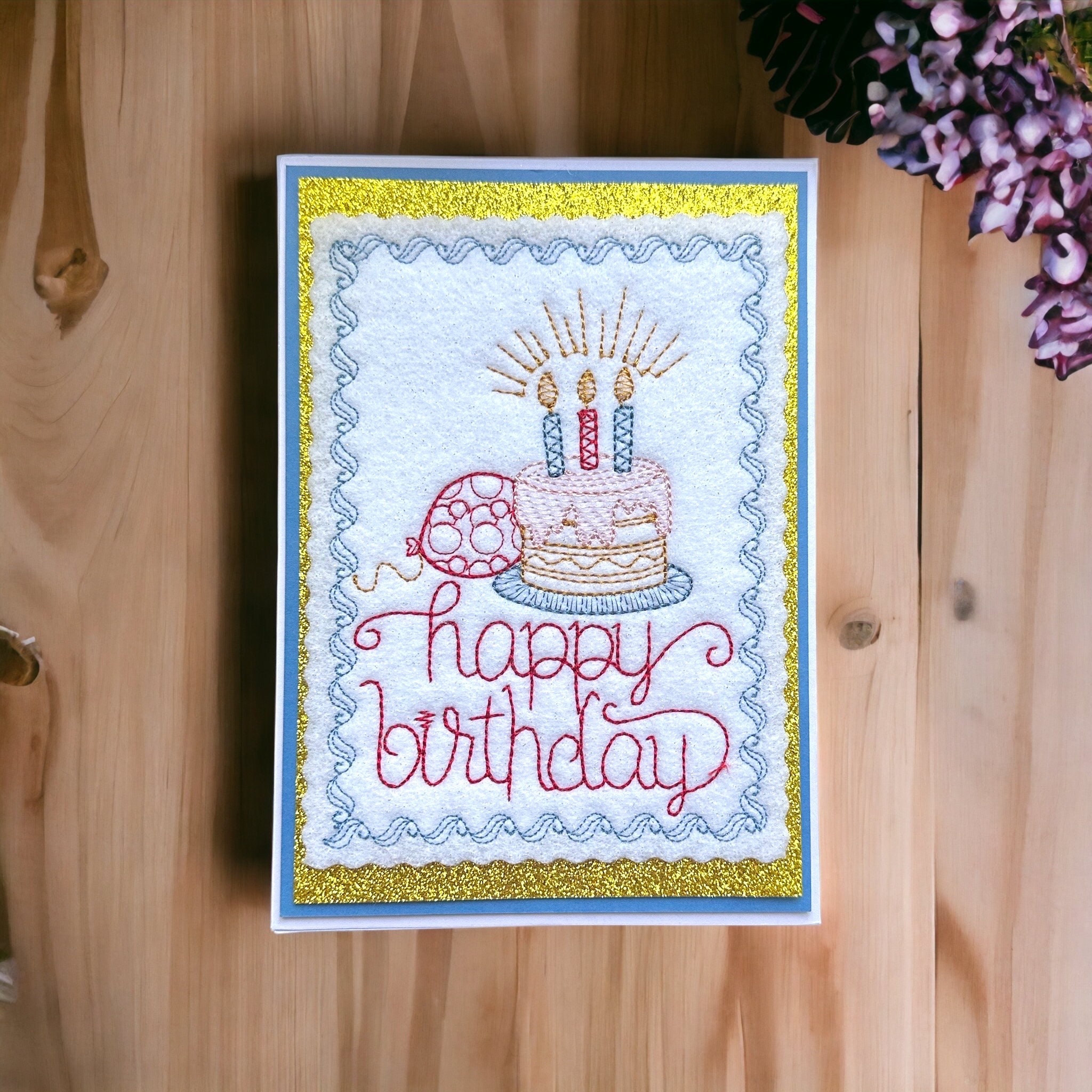 Special Occasion Gift, Happy Birthday, Handmade Embroidered Greeting ...