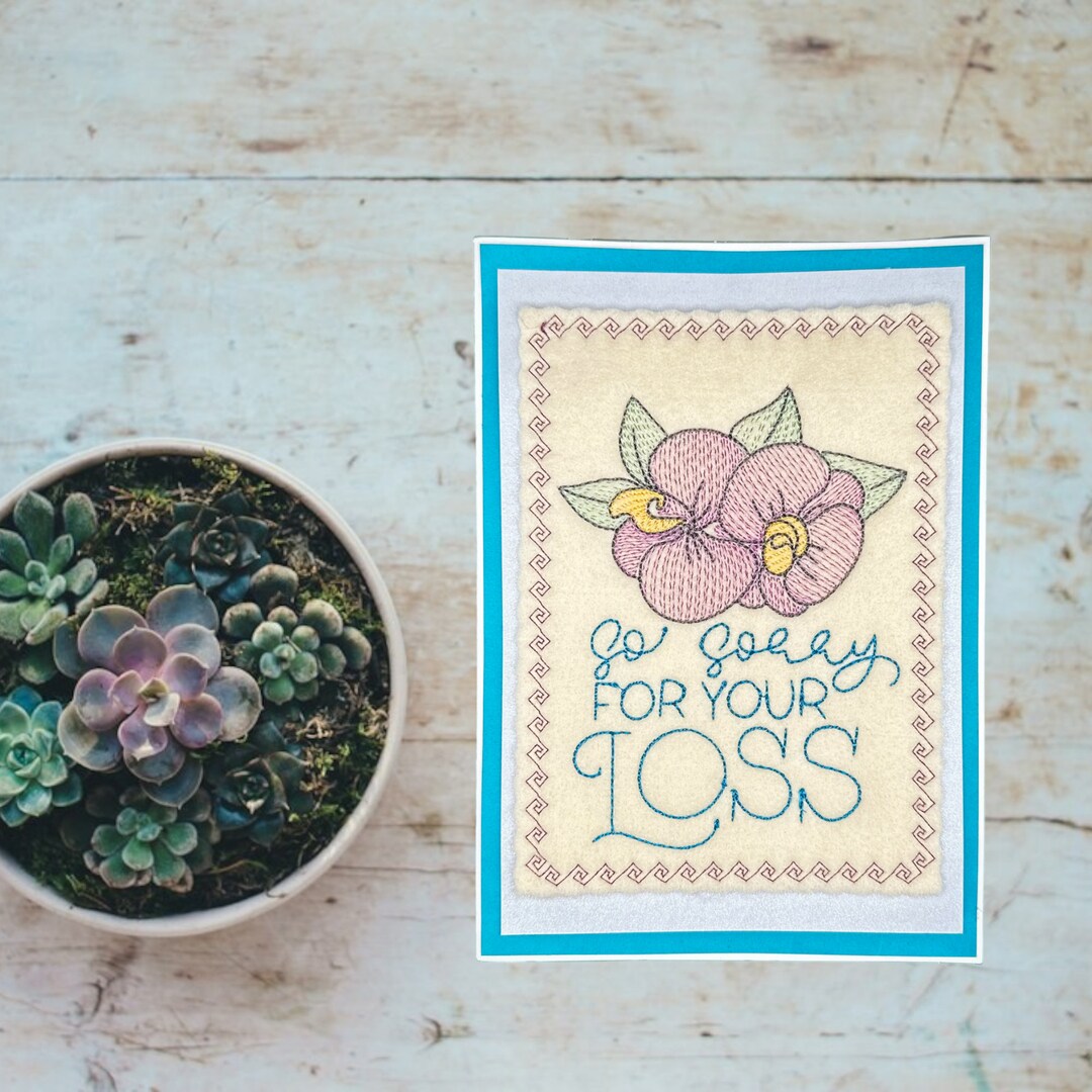 Embroidered Sympathy Card: Handcrafted Condolence Greeting (5x7) - Etsy