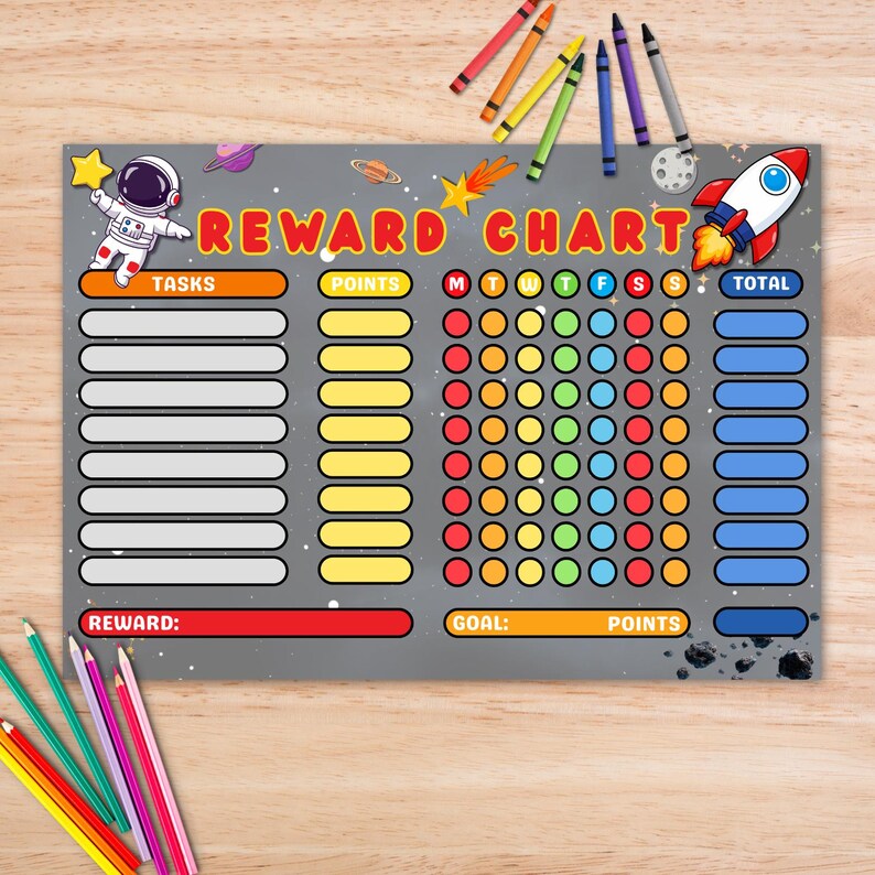 Space Themed Reward Chart for Kids Behavior Chart (digital Download) - Etsy