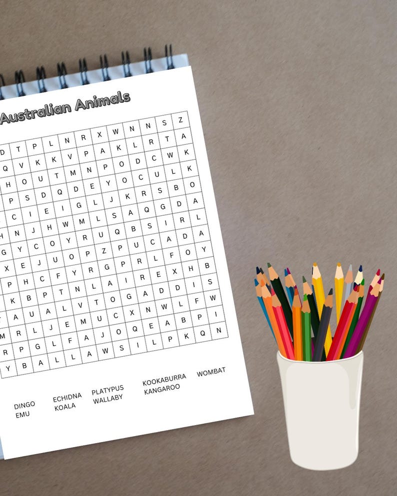 Animal Word Search Puzzles for Kids, Printable Fun Activity, Homeschool ...