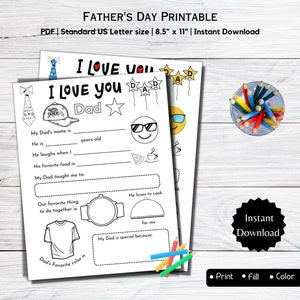 All About My Dad Printable, Fathers Day Gift, Fathers Day Questionnaire ...