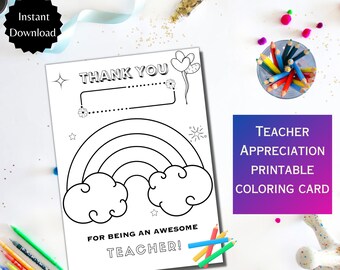 Teacher Appreciation Card Printable Coloring Card Teacher Printable ...