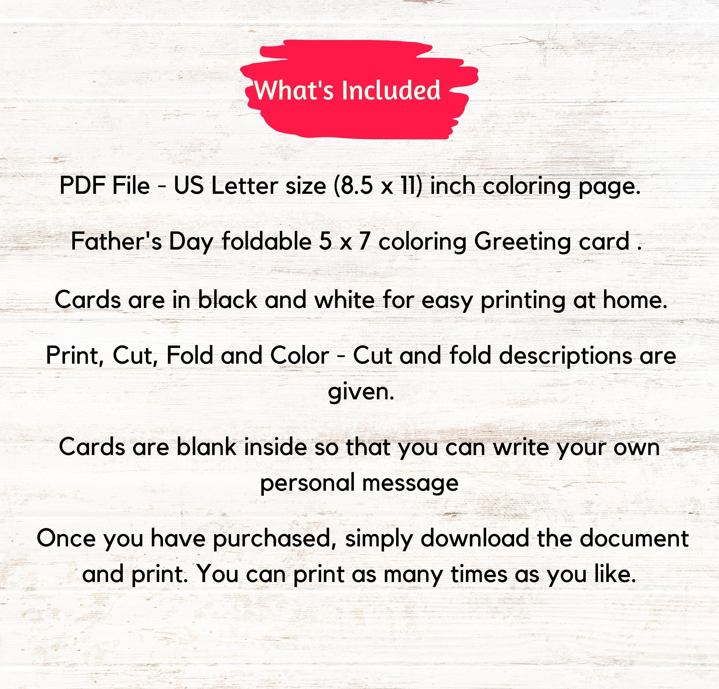 Happy Fathers Day Printable Coloring Card, Printable Father's Day ...