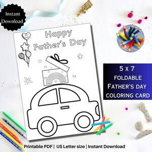 Happy Fathers Day Printable Coloring Card, Printable Father's Day ...