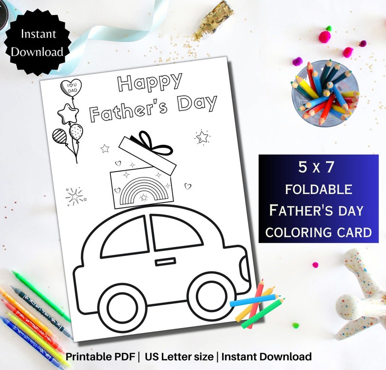 Happy Fathers Day Printable Coloring Card, Printable Father's Day ...