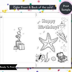 Printable Happy Birthday Coloring Cards, 6 Birthday Cards, Kids ...