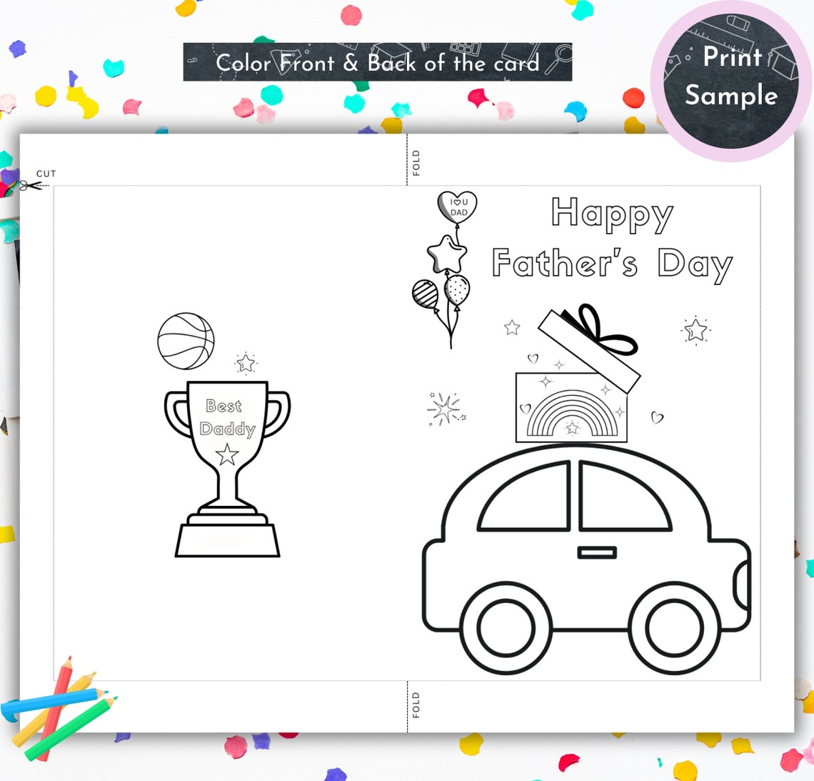 Happy Fathers Day Printable Coloring Card, Printable Father's Day ...