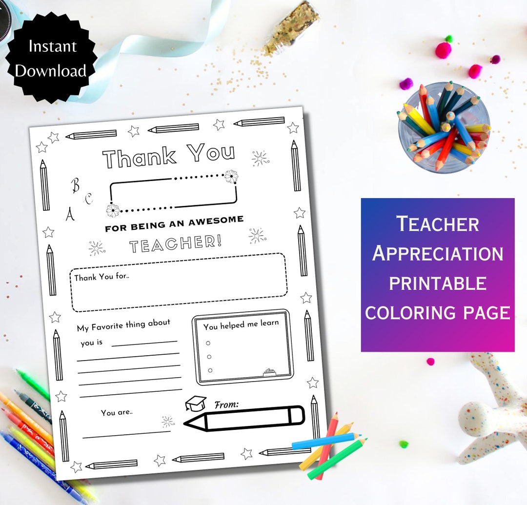 Teacher Appreciation Printable Teacher Appreciation Coloring Page