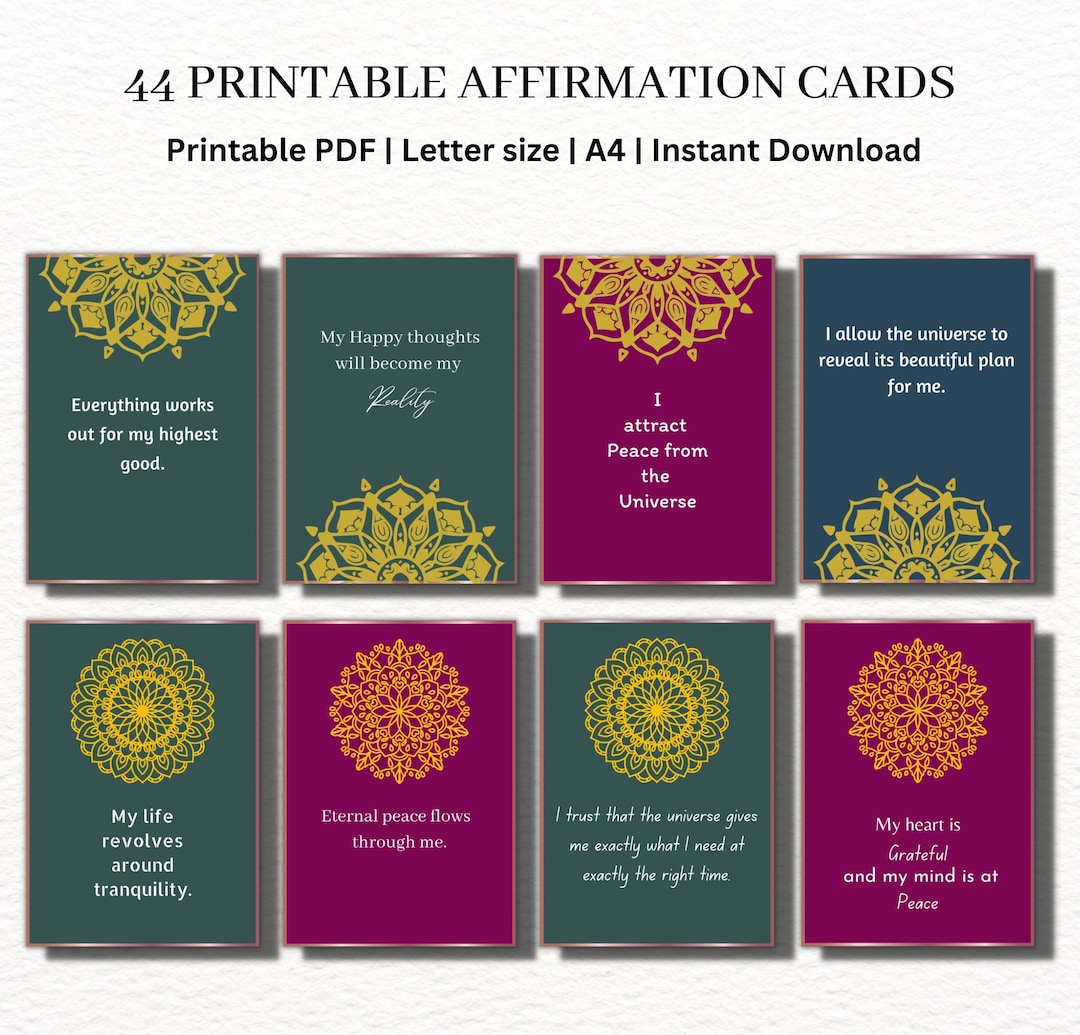 Printable Affirmation Cards, Mandala, Positive Daily Affirmations ...