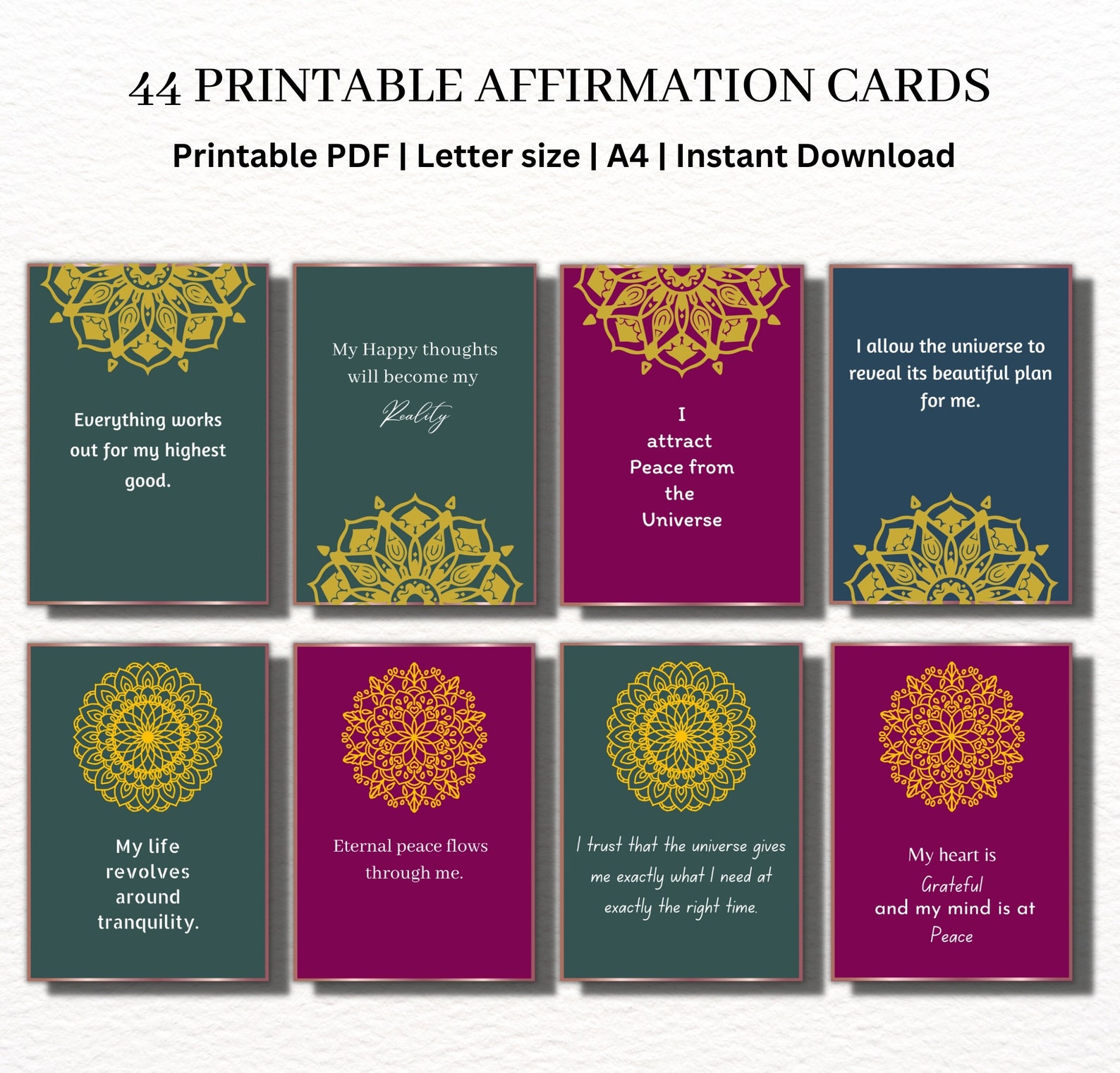 Printable Affirmation Cards, Mandala, Positive Daily Affirmations ...
